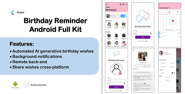 Birthday Reminder Android App Full Kit Graphicfort